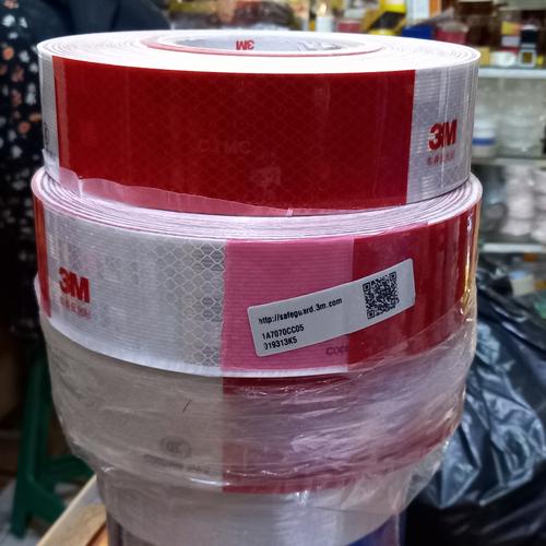 Jual 3M Scotlite reflective prismatik 3m-sticker merah putih untuk kir truck (2"x45mtr ...