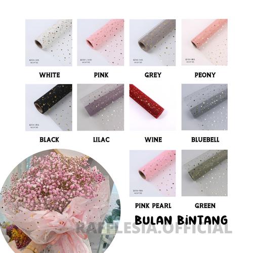 Promo Flower Wrapping Paper Motif Bulan Bintang / Mesh Roll / Kertas ...