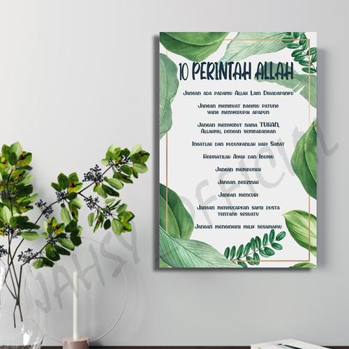 Jual hiasan dinding poster kayu kristen 10 perintah allah 20x30 - Kota ...