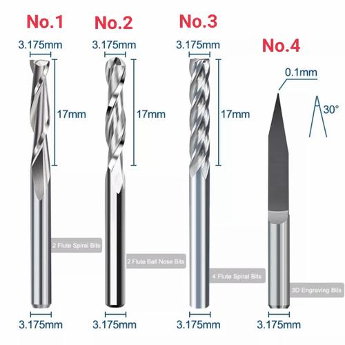 Jual Mata pisau cnc router 3,175.mm endmill kayu endmill akrilyc ...