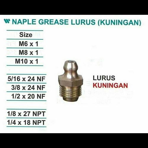 Jual Naple Grease Lurus Kuningan (Brass) 1/4 x 18 NPT Wipro - Jakarta ...