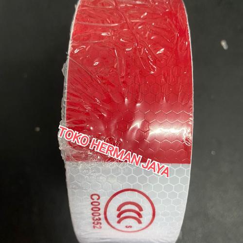 Jual Sticker Reflective / Scotlight Merah Putih mobil truck box 1 Rol ...