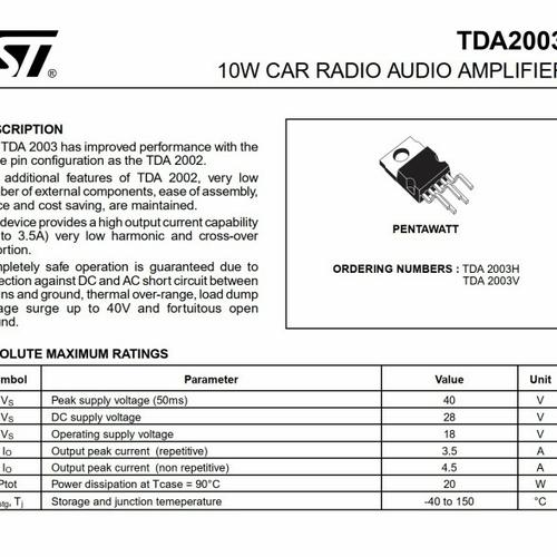 Jual TDA 2003 Amplifier TDA2003 10W Car Radio Audio Amplifier IC ...
