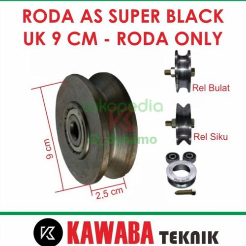 Jual Roda Pagar Besi As Super Black ukuran 9 cm - RODA ONLY - Rel Siku ...