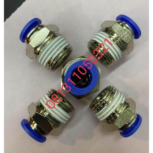 Jual FITTING PNEUMATIC PC 6-01 DRAT 1/8 SELANG 6MM / FITTING PC 6MM ...