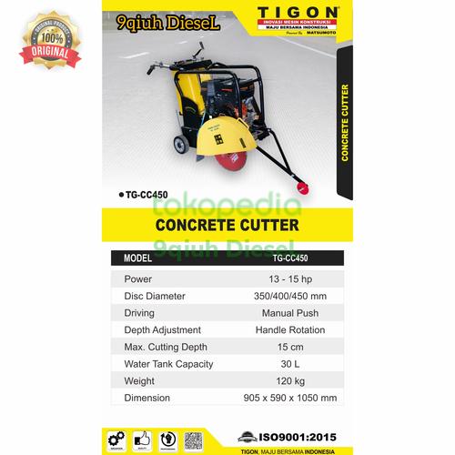 Jual Mesin Potong Aspal /BETON CONCRETE CUTTER TIGON TG- CC450+Blade16 ...