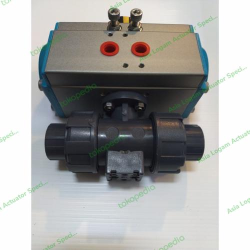 Jual ball valve pvc 1/2" inch with pneumatic actuator double acting ...