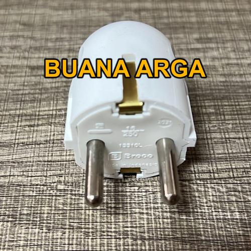 Jual Colokan Listrik Steker Broco 13310 Putih Plug Kaki 2 Grounding ...