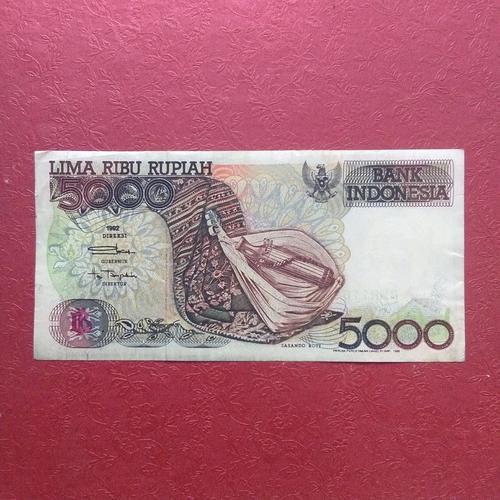 Jual Uang Kertas Kuno Indonesia Rp 5000 Rupiah 1992 Sasando Rote TP14kh ...