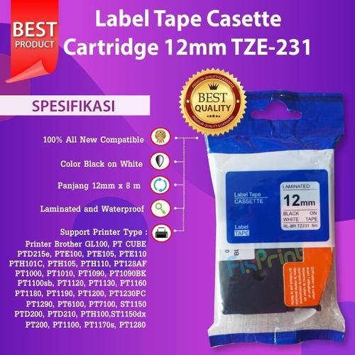 Jual Brother TZE-631 Label Tape 12MM Black On Yellow TZE631 Printer ...