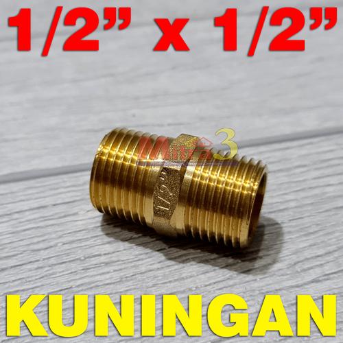 Jual Double Nipple BRASS 1/2" / Dobel Neppel Nepel KUNINGAN Drat 1/2 x 1/2 - Kota Makassar ...