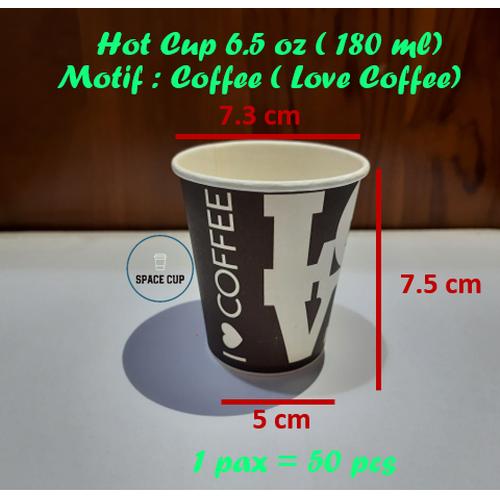 Jual Paper Hot Cup Gelas kertas 6,5 oz 180 ml Handle isi 50 Love Coffee - Jakarta Utara - Space ...