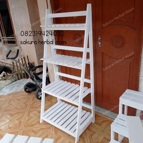 Jual rak tanaman kayu 4 tingkat serba guna bisa indoor dan outdoor ...