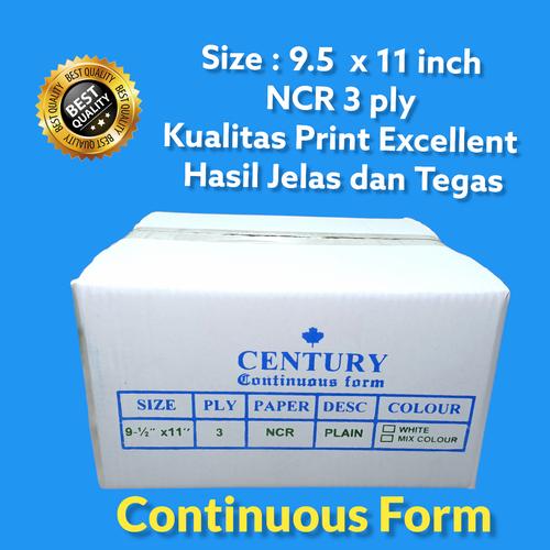 Jual Continuous Form 91/2 x 11 3 Ply CENTURY K3 Continous Kertas Print ...