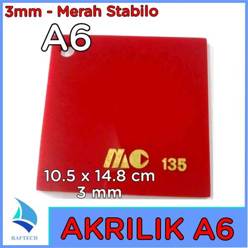 Jual Akrilik A6 Lembaran 3mm Acrylic 3 mm Merah Solid Marga Cipta ...