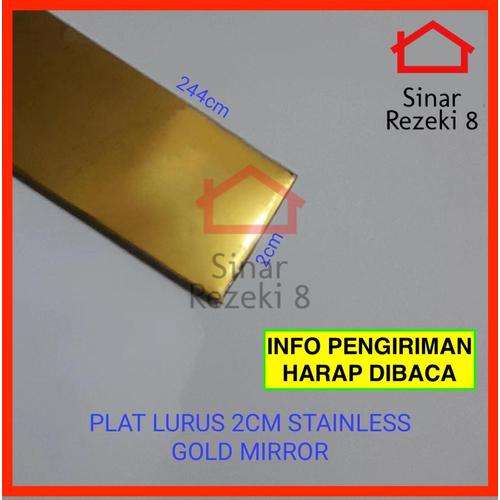 Jual Plat Lurus 2 cm Stainless Steel GOLD MIRROR / List Strip 20 mm Lis ...