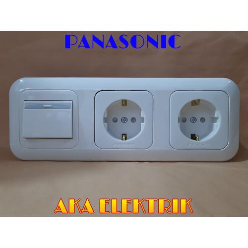 Jual SAKLAR ENGKEL LEBAR PANASONIC+STOP KONTAK DOUBLE PUTIH WEJ7823 ...