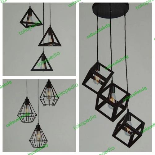 Jual LAMPU GANTUNG INDUSTRIAL IRON CAGE 3 IN 1 / LAMPU GANTUNG RANGKA ...