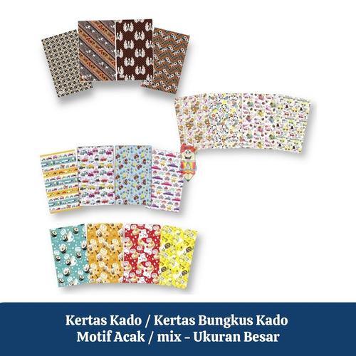 Jual Kertas Kado Kiky / Kertas Bungkus Kado Motif Acak / mix - Ukuran ...