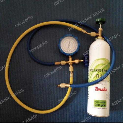 Jual PAKET ISI FREON AC RUMAH REFRIGERANT TANAKA KALENG BOTOL R22 1KG ...