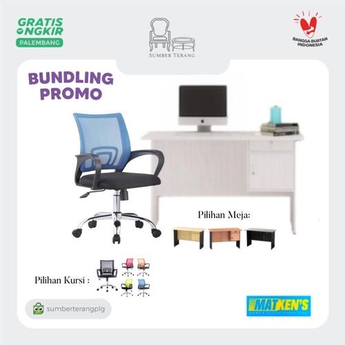 Jual Set Meja Kerja Kantor Minimalis Matkens + Kursi Putar Jaring ...