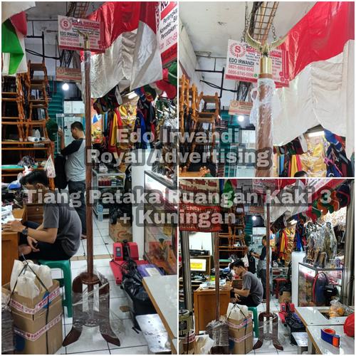 Jual Satu Set Tiang Bendera Pataka Tatakan Kaki 3 dan Kuningan ...