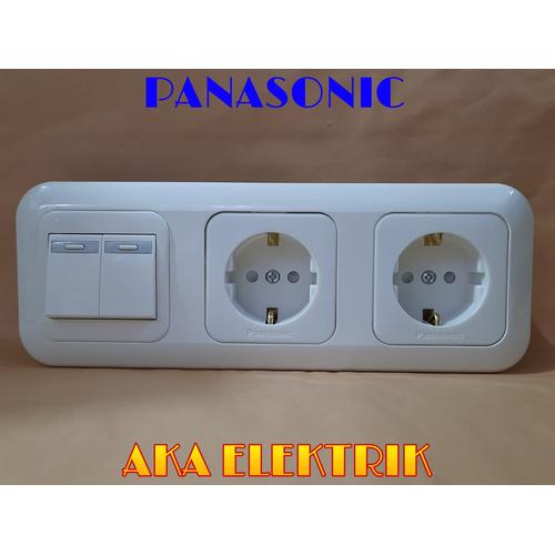 Jual SAKLAR SERI KECIL PANASONIC+STOP KONTAK DOUBLE CP PUTIH WEJ7823 ...