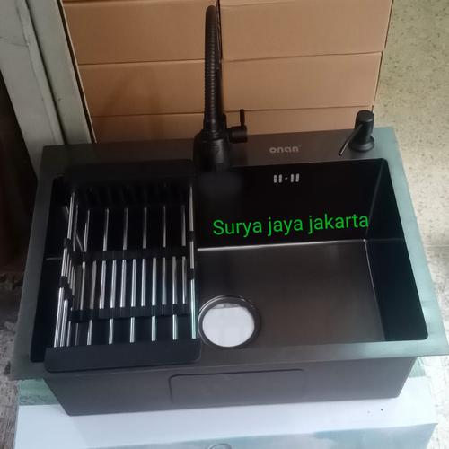 Jual Paket komplit kitchen sink ONAN 7050 BLACK " ORIGINAL" - Sink saja ...