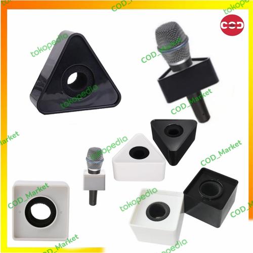 Jual TRIANGLE ABS Mic Flag Microphone Interview Square cube Logo ...