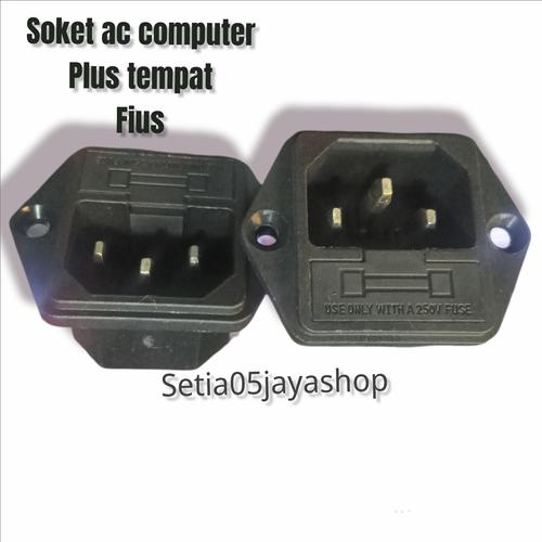 Jual soket socket in ac komputer 3 pin plus tempat fius - Kota Bandung ...