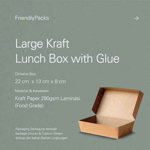 Promo Large Lunch Food Box with Glue / Kotak Makan Kertas / Kemasan Dus ...