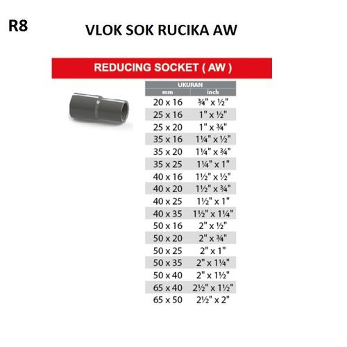 Jual Vlok Sok 1" X 3/4" AW / Reducer Plok Sock Socket Pipa PVC Rucika ...