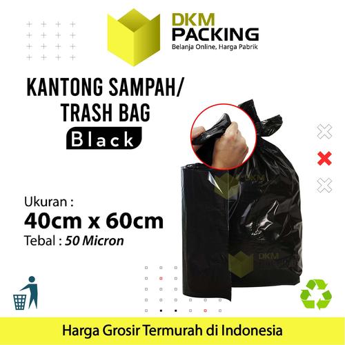 Jual KANTONG PLASTIK SAMPAH HITAM JUMBO TEBAL Trash Bag TERMURAH SATUAN - 40x60cm - Kota ...
