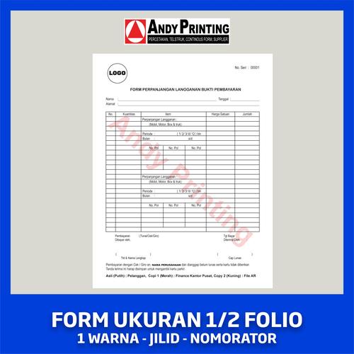 Jual Cetak Nota / Form 1 Warna Ukuran1/2 Folio + Jilid + Nomorator ...