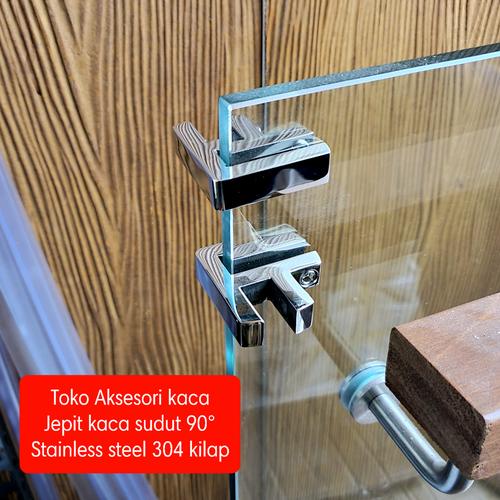 Jual Konektor kaca sudut corner glass connector klip stainless steel ...