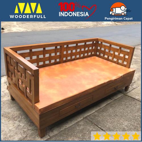Jual Kursi kayu minimalis bale bale risban daybed kayu jati anyaman ...