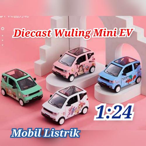 Jual DIECAST MINIATUR WULING MINI EV 1:24 PANJANG 12 CM BODY BESI ALLOY ...