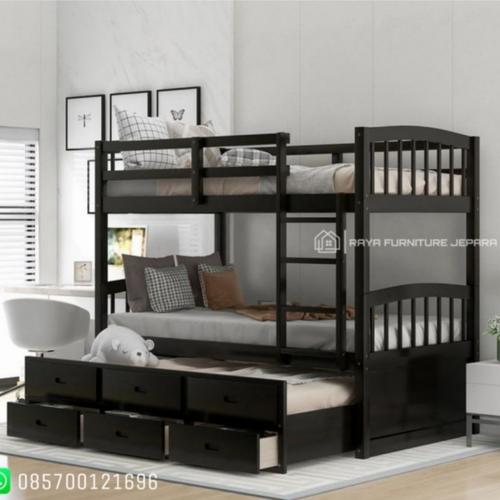 Jual BUNK BED ANAK MINIMALIS TEMPAT TIDUR TINGKAT 3 BED KAYU MAHONI ...