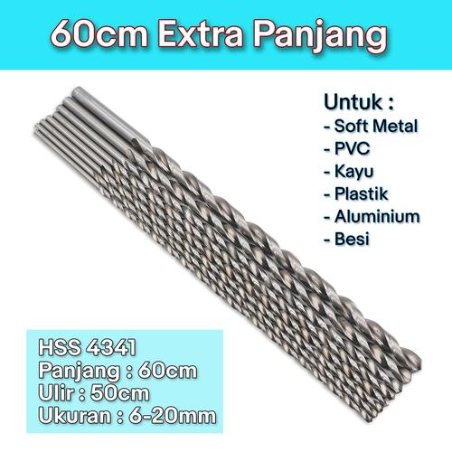 Jual Bor HSS panjang 60cm ukuran 5mm 6mm 7mm 8mm 9mm 10mm 12mm 14mm ...