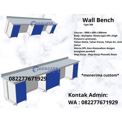 Jual Wall Bench Laboratorium Furniture Meja Dinding 3 meter bisa custom ...