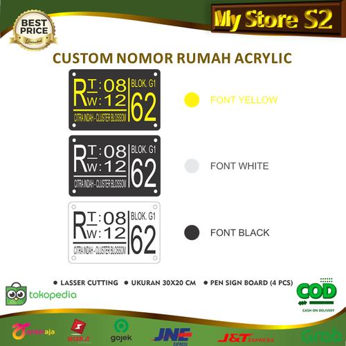 Jual CUSTOM NOMOR RUMAH ACRYLIC 30X20 CM - FONT TIMBUL LASSER CUTTING ...