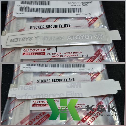 Jual Stiker Security Sys Toyota (100% ORI ASTRA) - Kota Surabaya - K&K ...