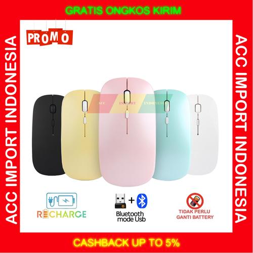 Promo Mouse Bluetooth Rechargeable Ipad Macbook TV Silent Click Tanpa ...
