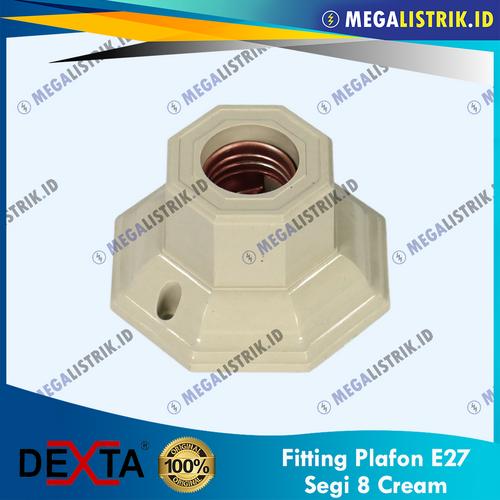 Jual Dexta Fitting Plafon Segi 8 E27 Cream / Fiting / Rumah Lampu DX ...