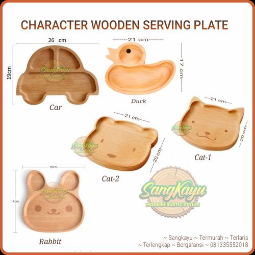 Jual Character Wooden plate nampan kayu piring kayu anak karakter unik ...
