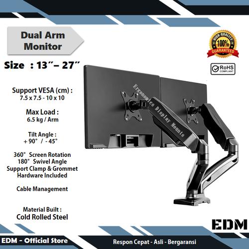 Jual Bracket Dual Monitor 13 17 22 24 27 inch, Dual Arm Monitor Desk ...
