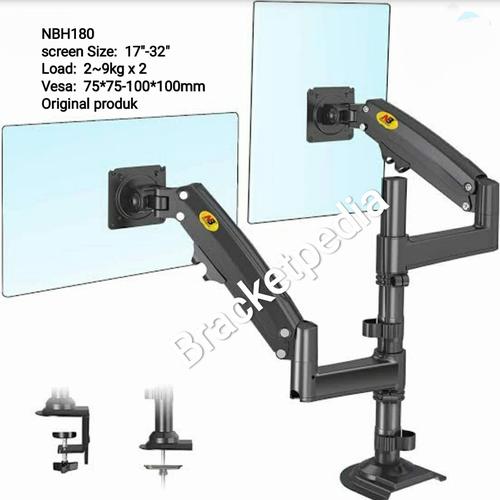Jual bracket monitor meja Breket tv monitor NBH180 17"-32" Dual Monitor ...