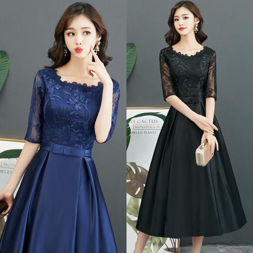 Jual ND-243 S-3XL Bisa Custom Gaun pesta impor gaun navy dress pesta ...