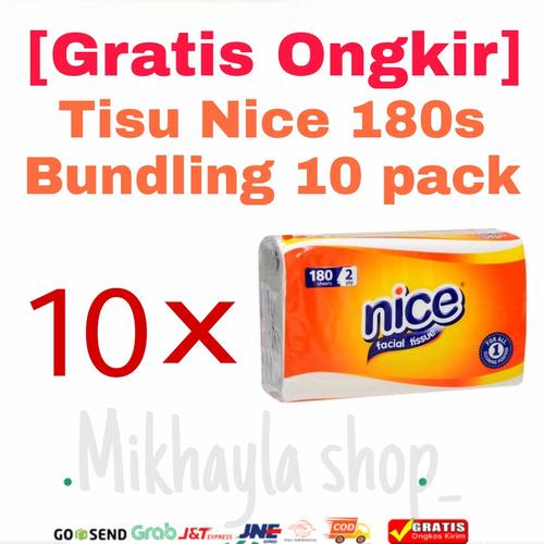 Jual Tisu Tissue Nice 180 Sheet isi 10 pack / Tissue Facial /Tisu Murah ...