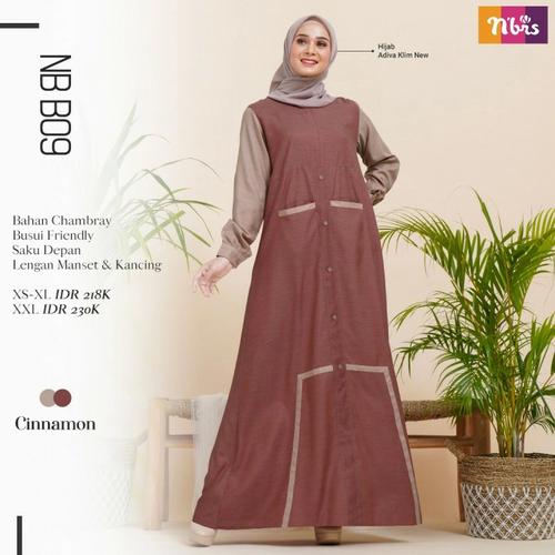 Jual Gamis Nibras NB B09 Warna Coklat Cinnamon Baju Muslimah Busui ...